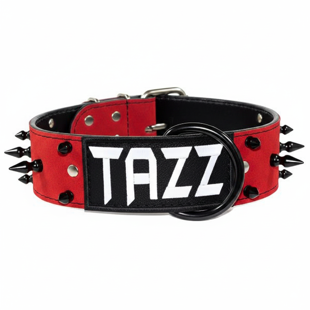 Spiked American Bully Dog Collar - Personalized Name Patch – Rad N Bad ...